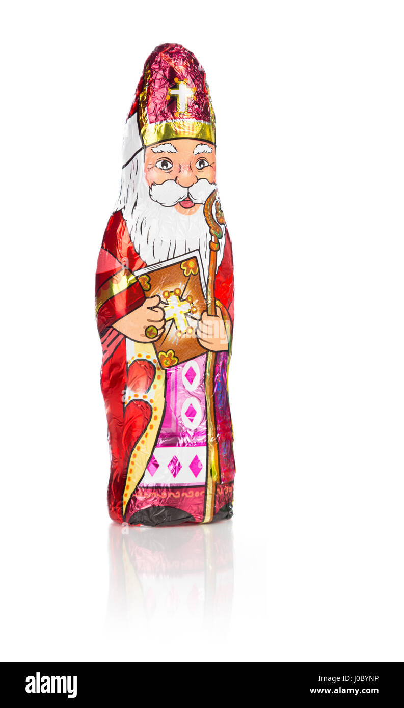 Close up de Sinterklaas. La figure de saint Nicolas chocolat caractère ...