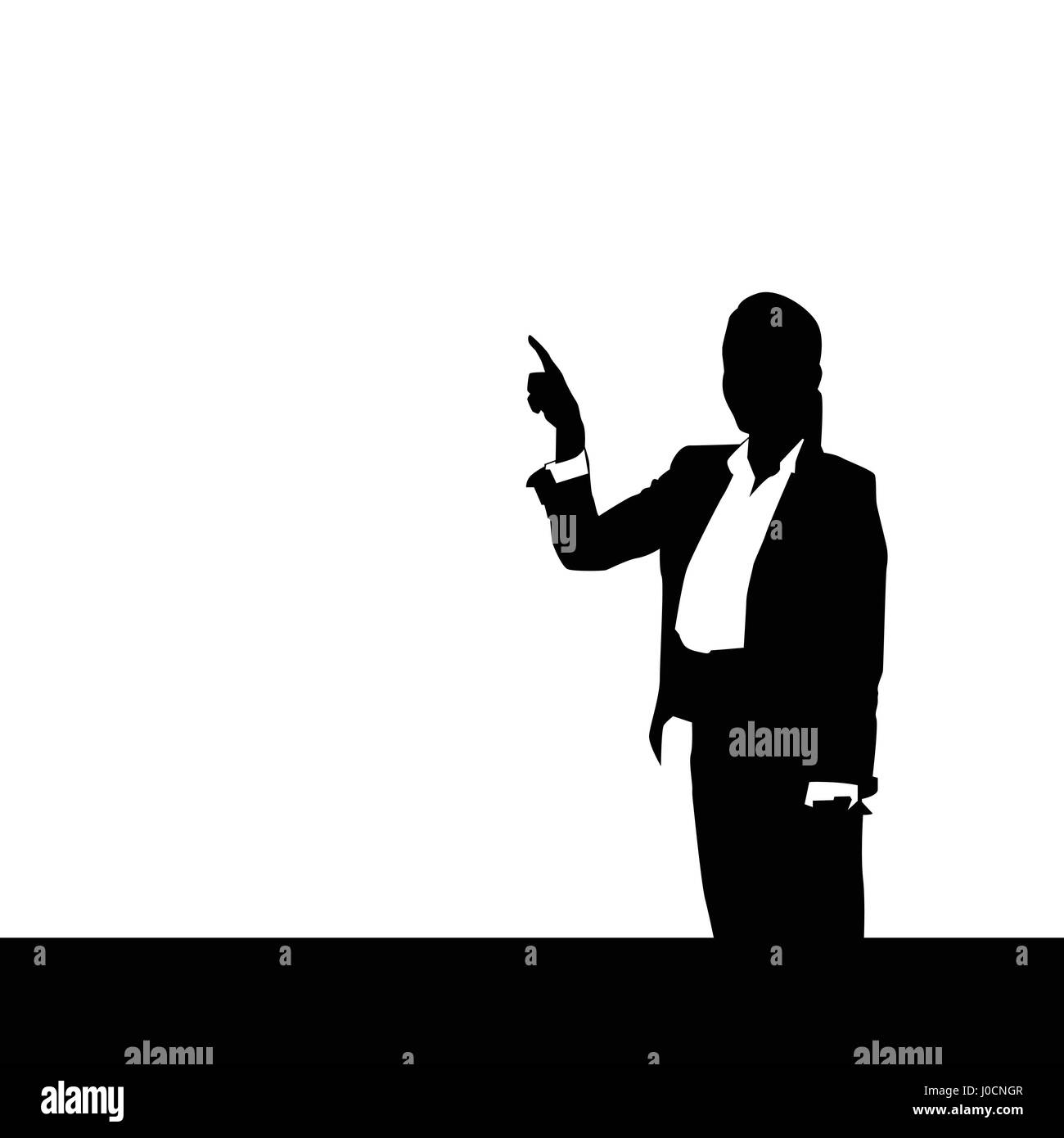 Business Woman silhouette noire pointer du doigt pour copier l'espace ...