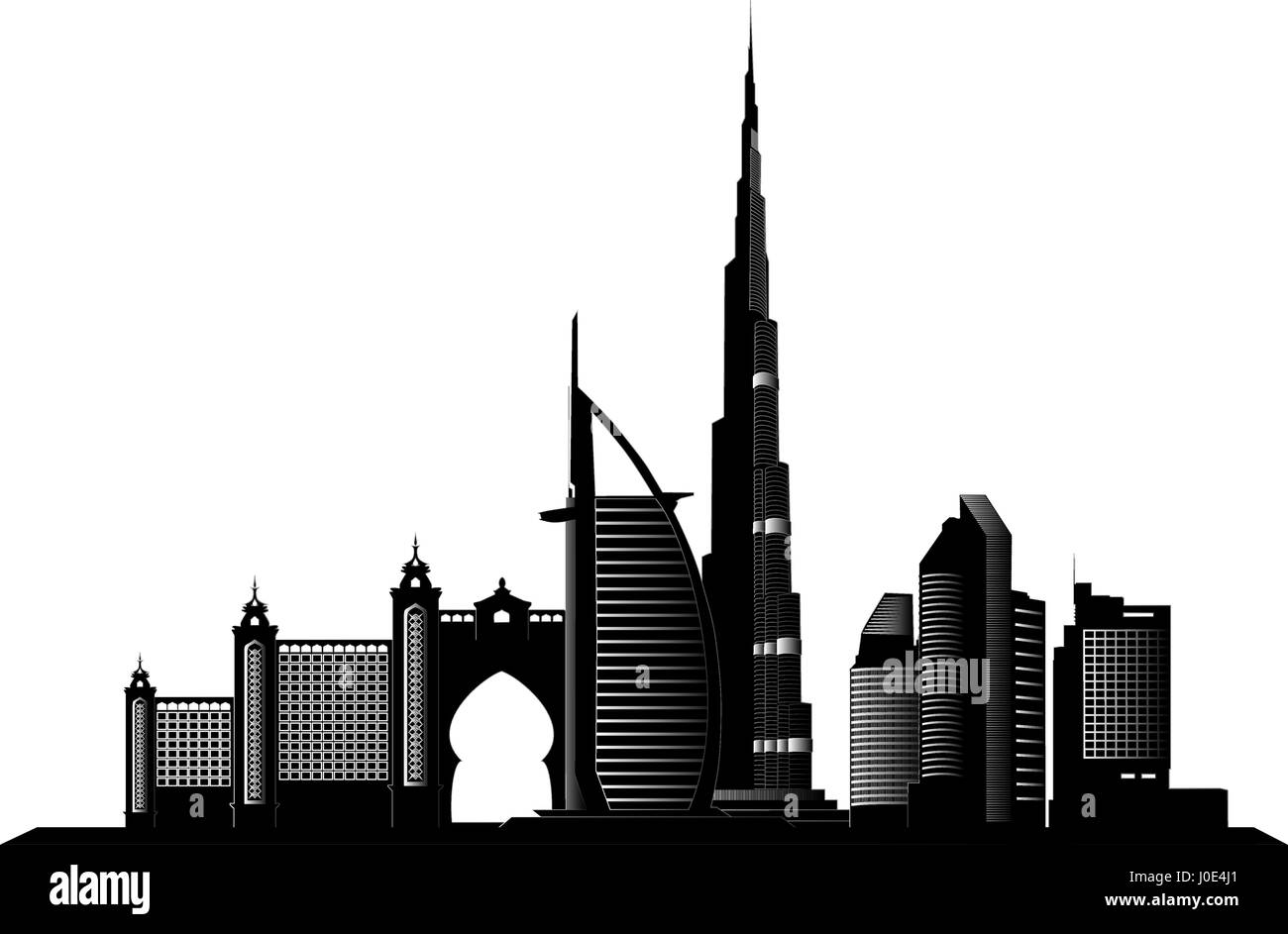 Vector illustration of Dubai skyline silhouette ville isolateed sur ...