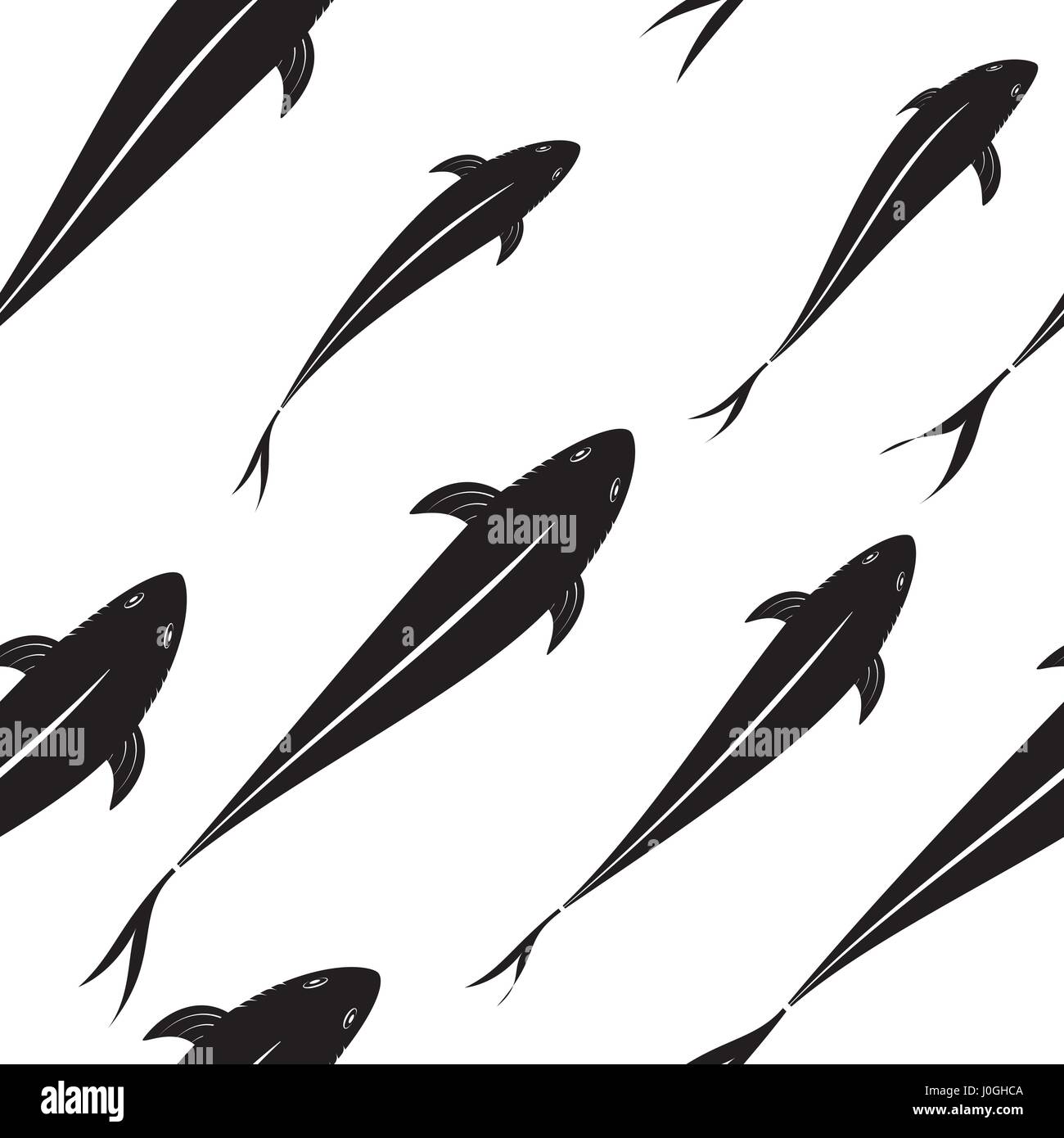 Motif de fond de poisson noir silhouettes dans les profondeurs de l ...