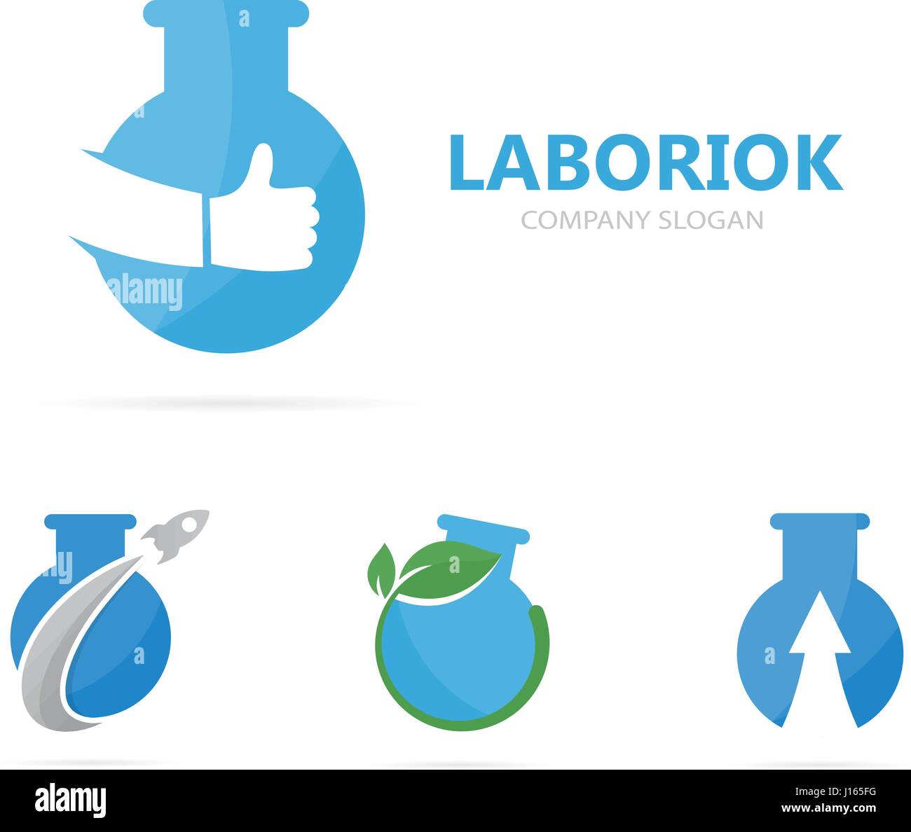 Vecteur de la fiole et le logo comme combinaison. Laboratoire et ...