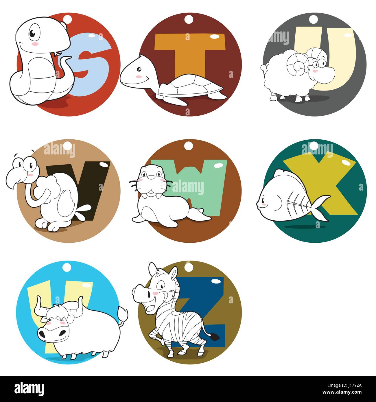 Cartoon alphabet animals Banque d'images vectorielles - Alamy