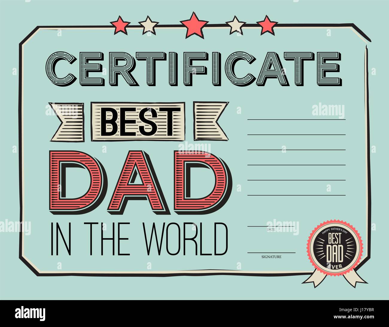 Certificat modèle félicitations pour la fête des pères en vintage style ...