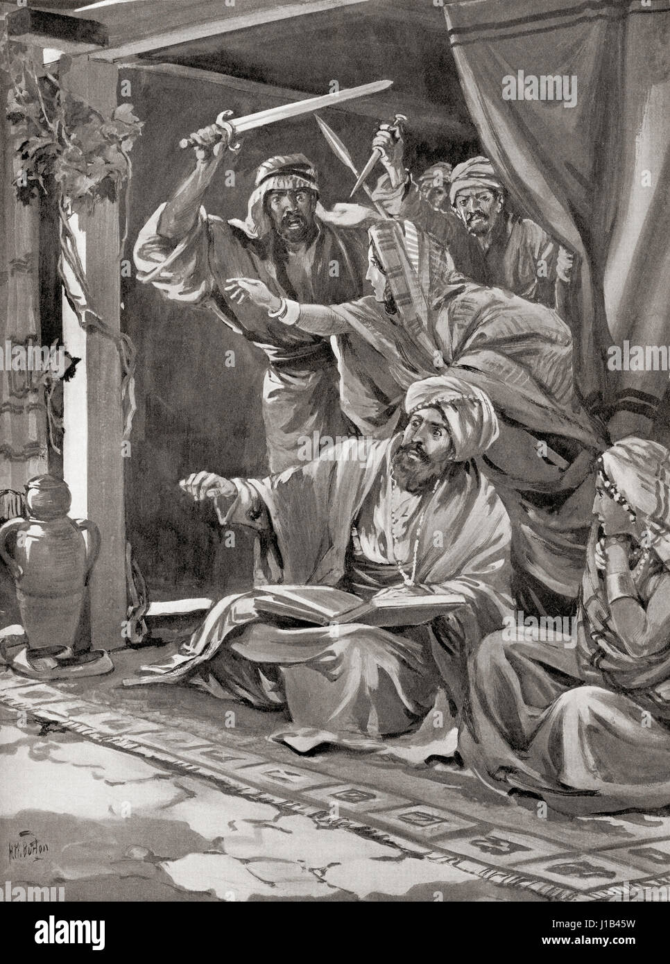 L'assassinat de Uthman ibn Affan dans 656, troisième successeur et le ...