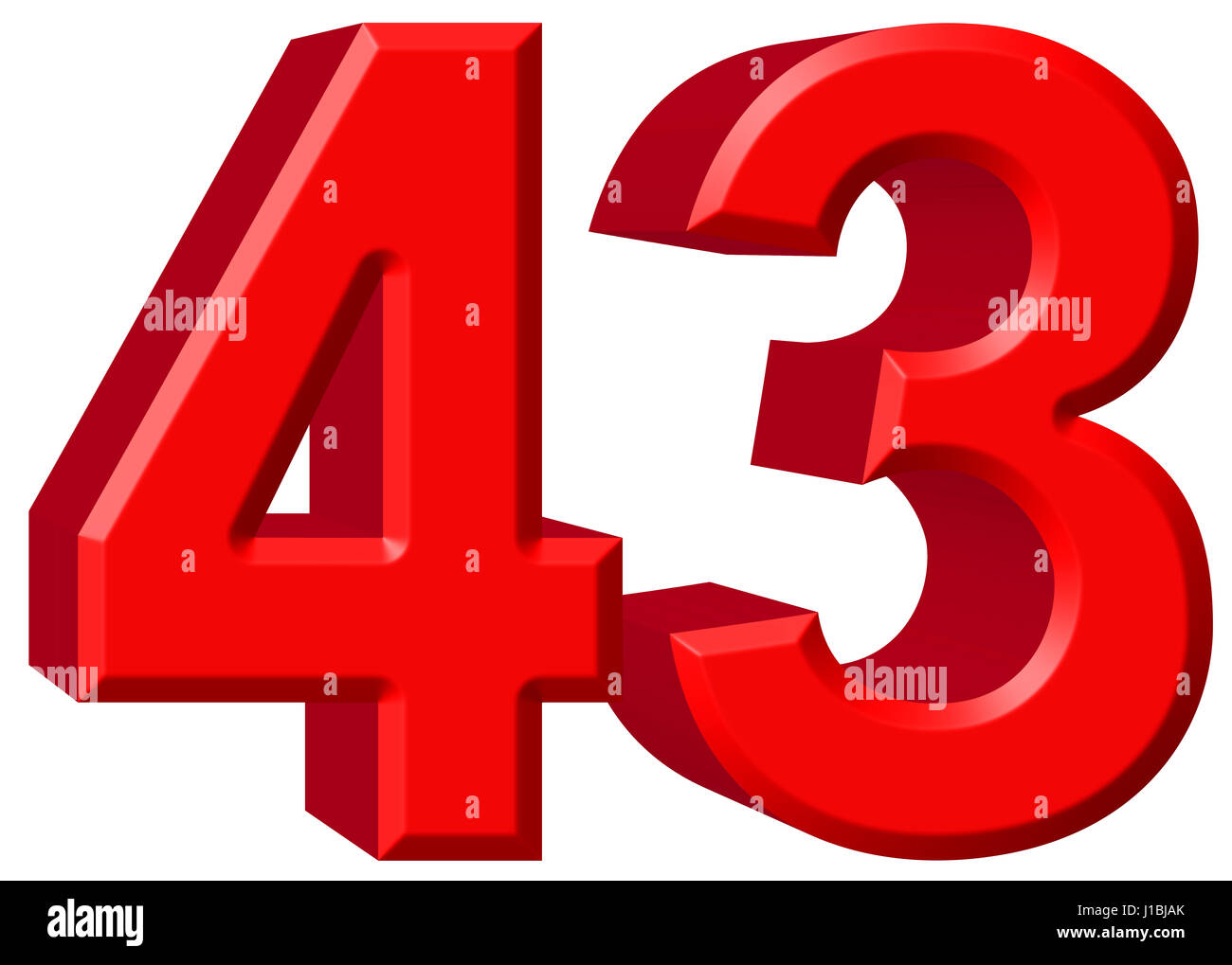 Chiffre 43, quarante trois, isolé sur fond blanc, 3D render Photo Stock ...