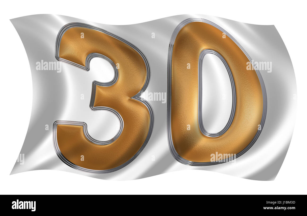 Dans le vent qui flotte le drapeau avec chiffre 30, trente, isolé sur ...