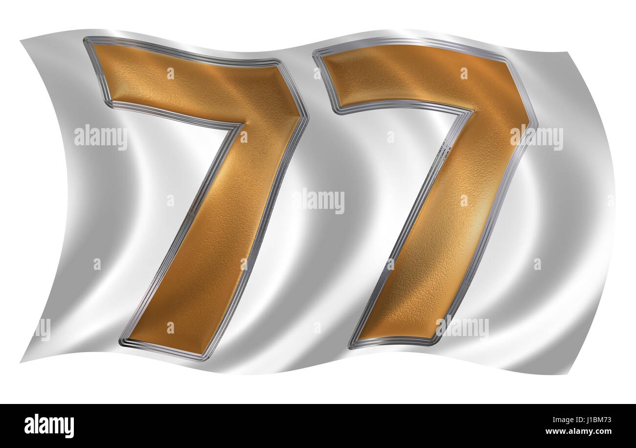 Dans le vent qui flotte le drapeau avec chiffre 77, soixante-dix-sept ...