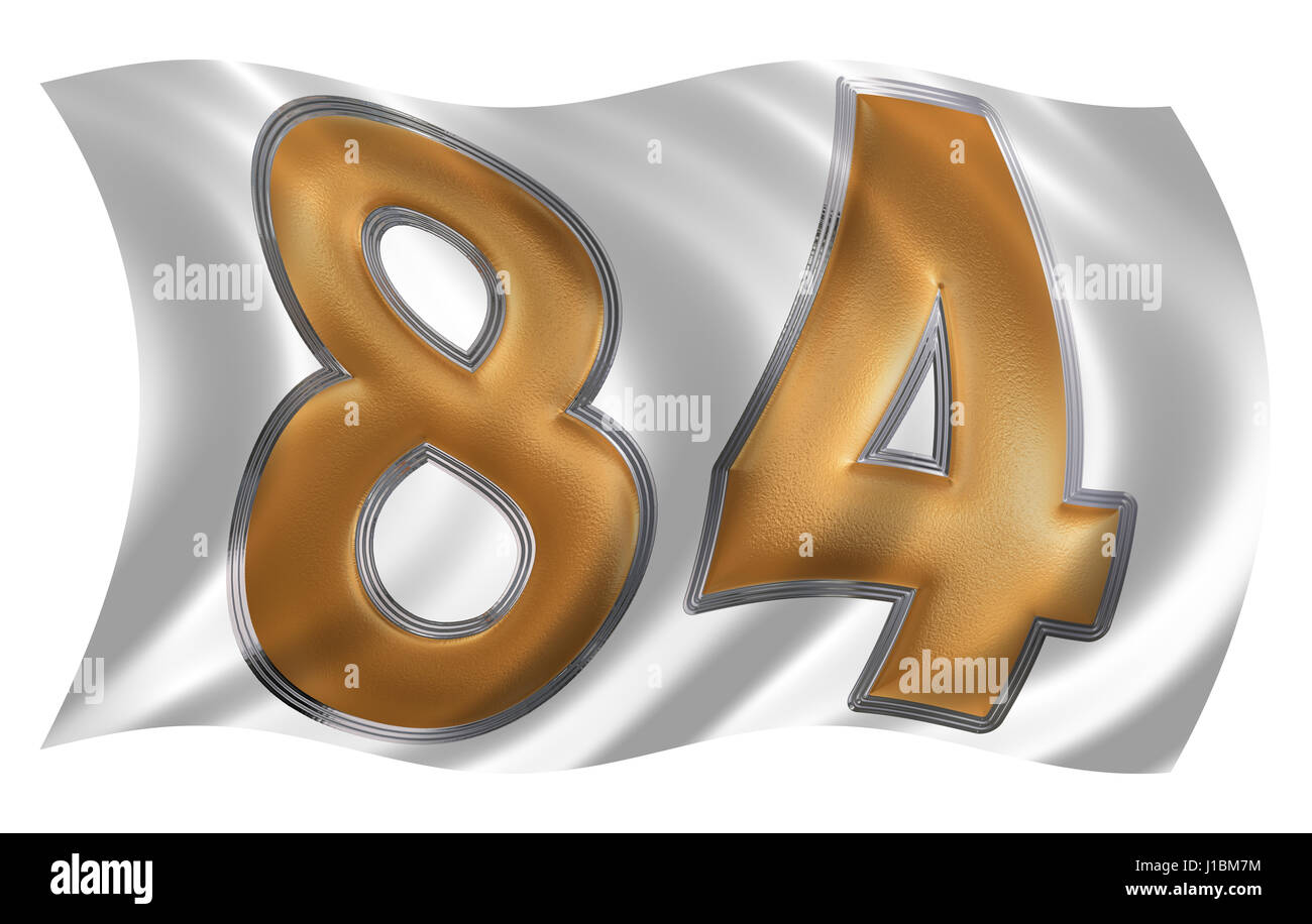 Dans le vent qui flotte le drapeau avec chiffre 84, quatre-vingt-quatre ...