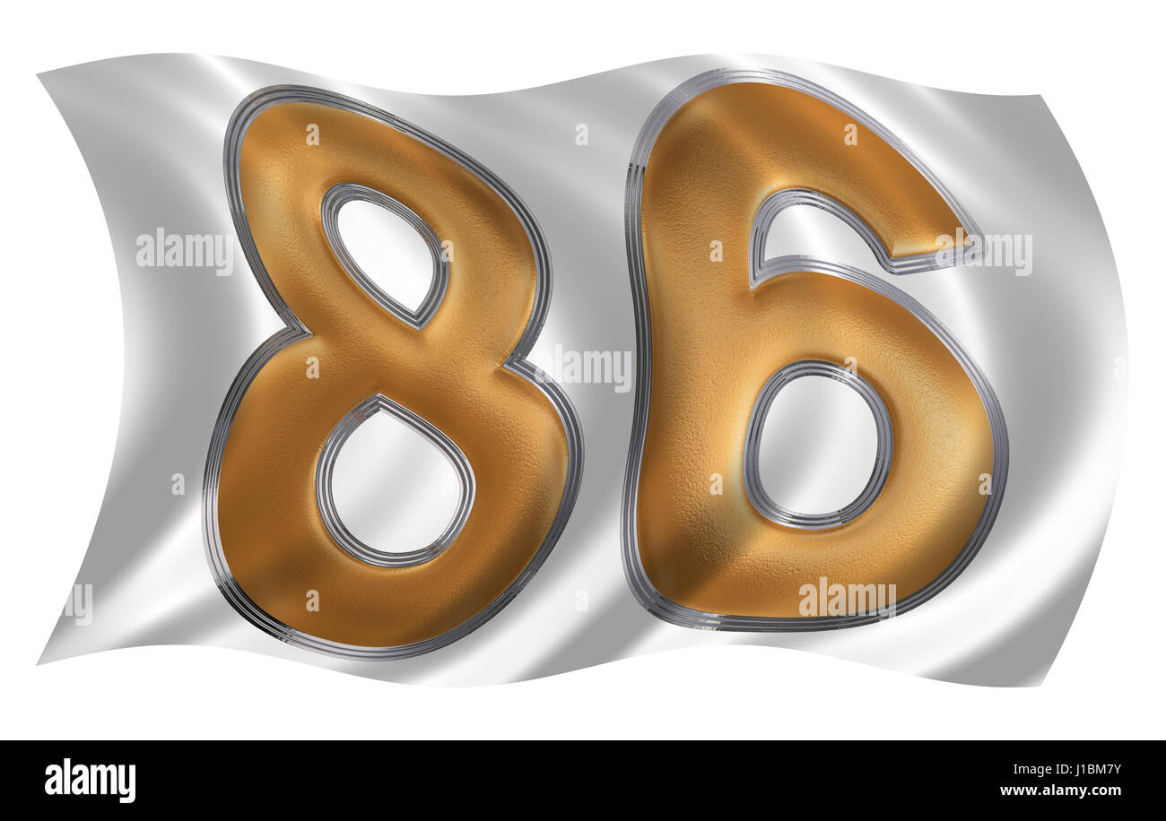 Dans le vent qui flotte le drapeau avec chiffre 86, quatre-vingt-six ... Dans le vent qui flotte le drapeau avec chiffre 86, quatre-vingt-six ...