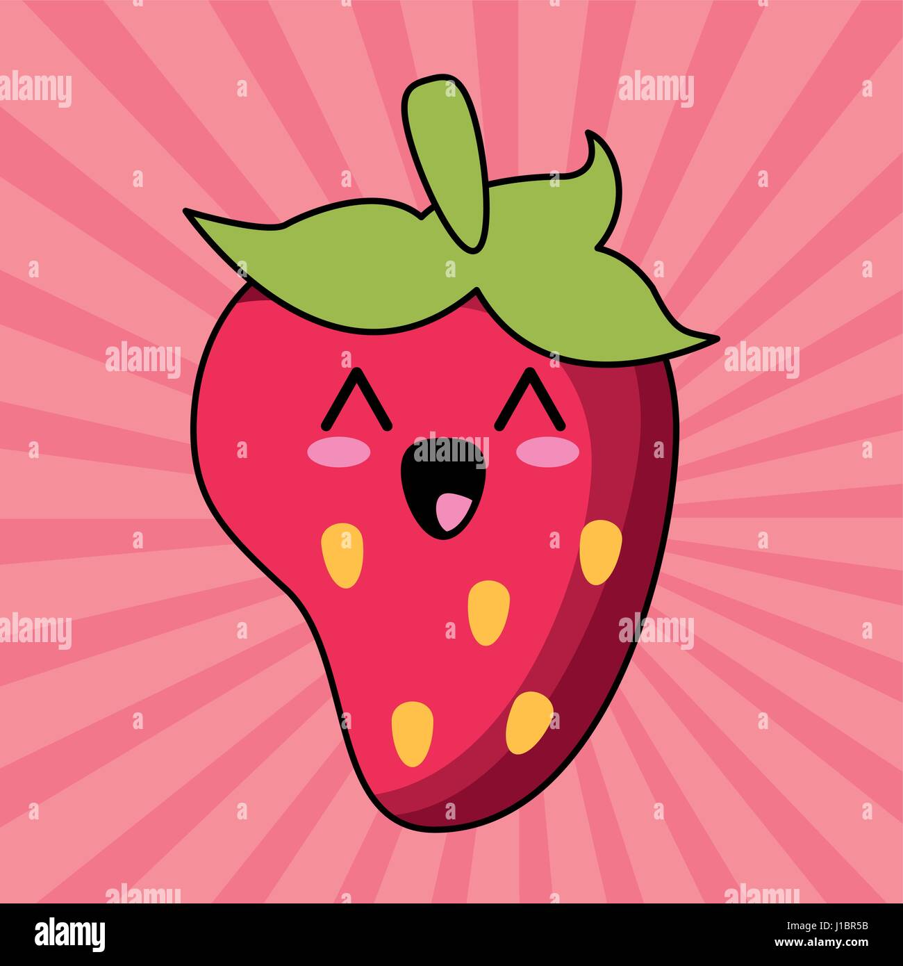 Kawaii strawberry fruit icon Banque d'images vectorielles - Alamy