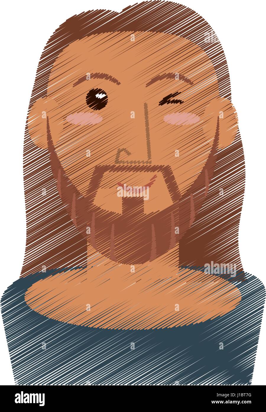 Jésus christ dessin visage wink Image Vectorielle Stock - Alamy