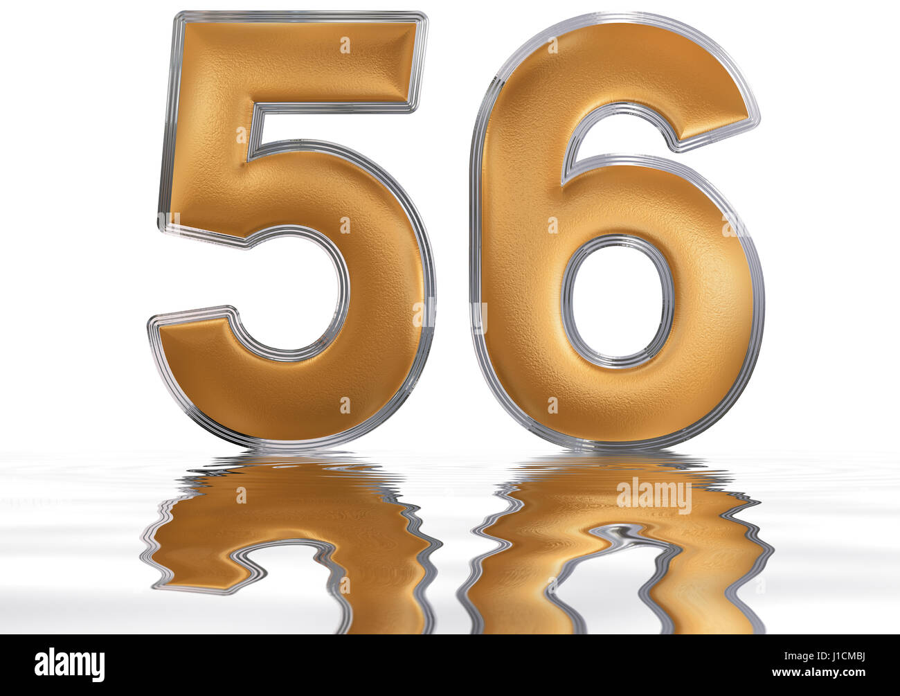 Chiffre 56, cinquante-six, qui se reflète sur la surface de l'eau ...