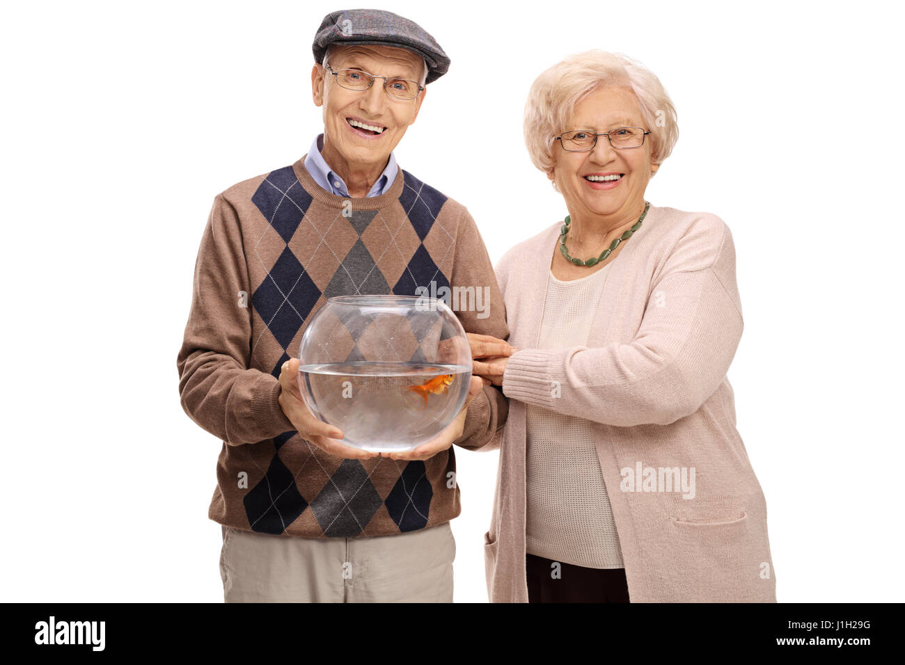 Deux Poissons Rouges Dans Un Bol En Verre Banque d'image et photos - Alamy