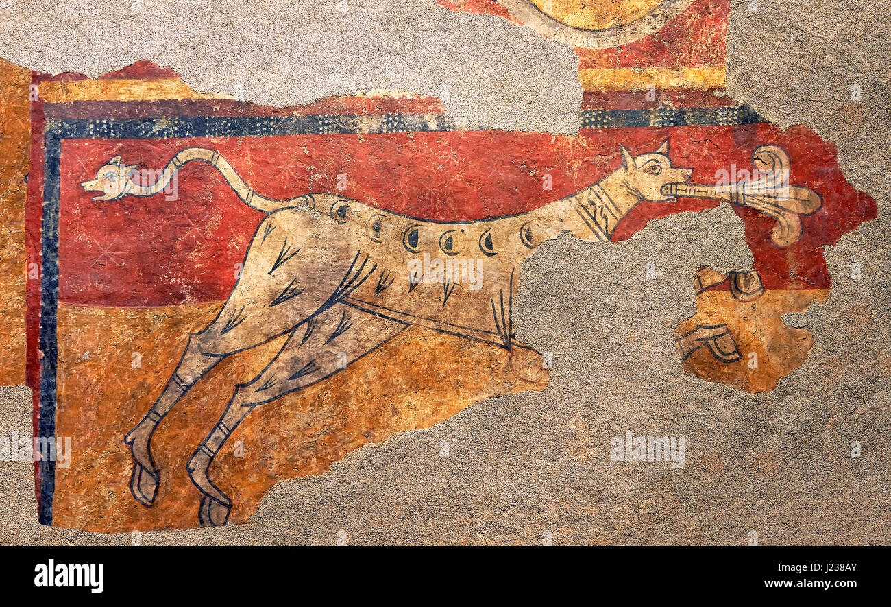 Médiévale mythique animal, fresque romane du xiie siècle, l'église de ...
