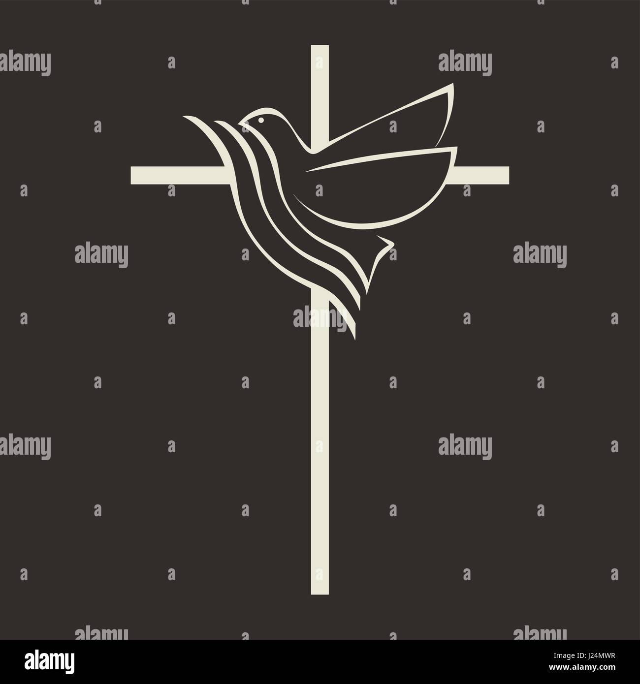 Logo de l'église. Symboles chrétiens. La croix de Jésus et la colombe ...