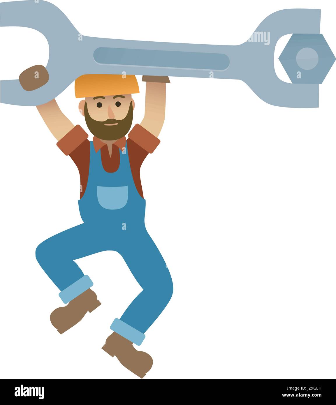 Cartoon handyman mechanic construction Banque de photographies et d ...