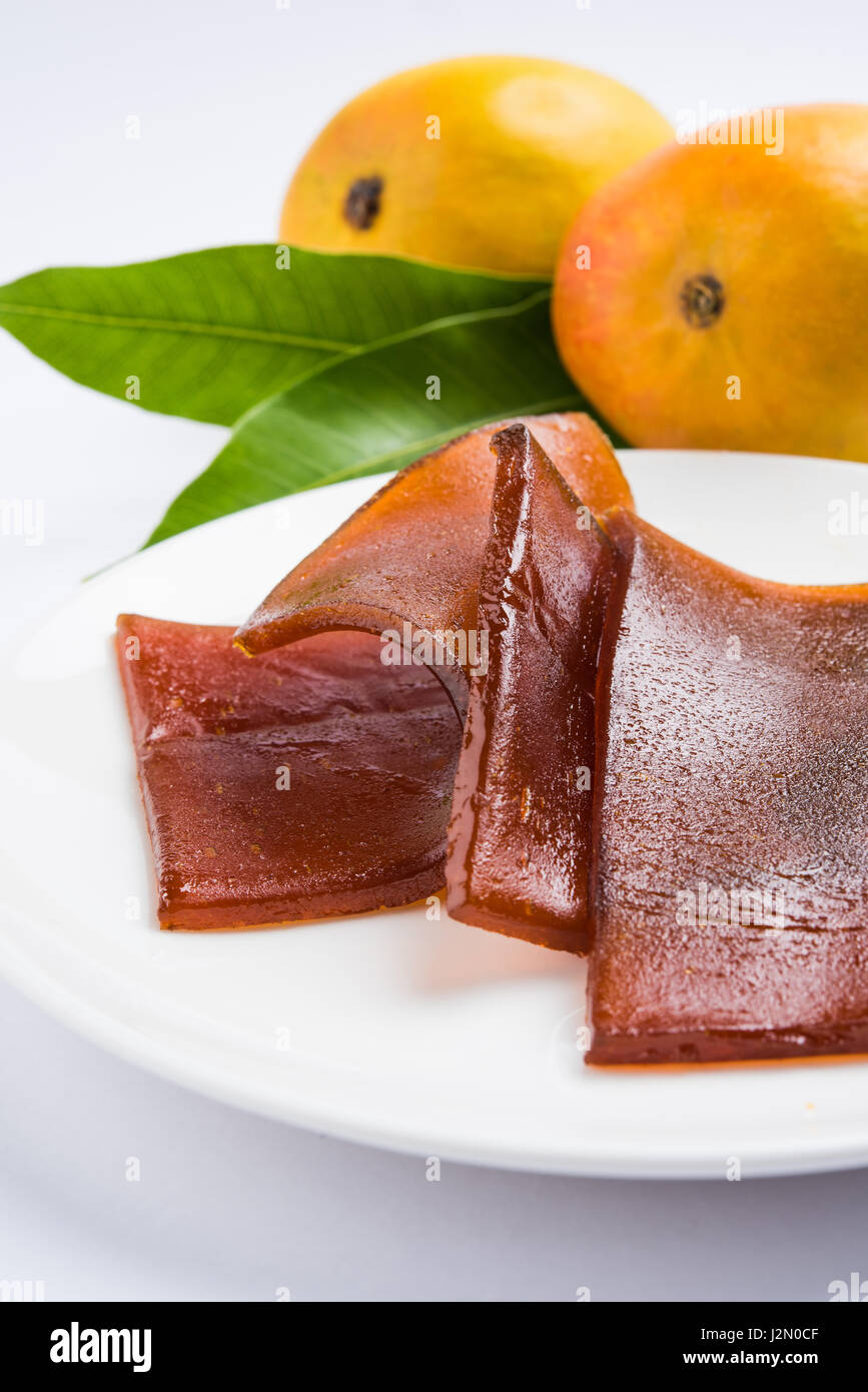 La mangue alphonso indien appelé jelly séchées mango mango papad ou ...