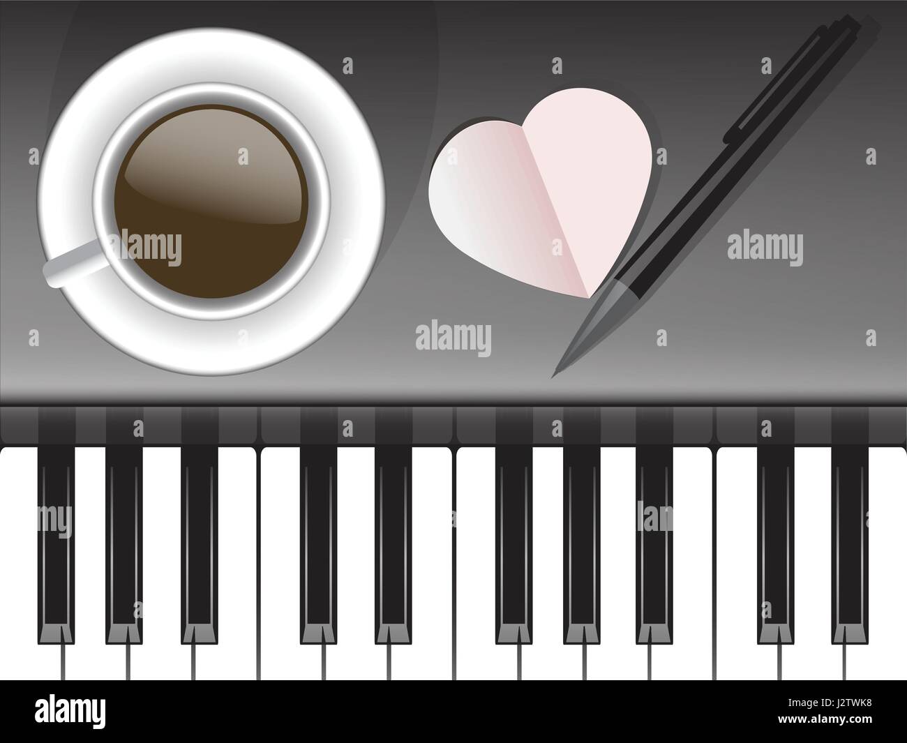 Musical notes coffee cup background Banque d'images vectorielles - Alamy