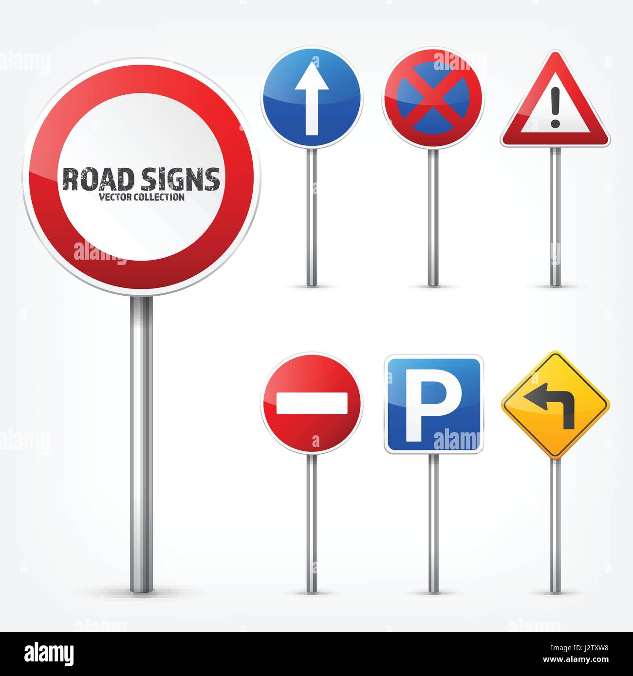 La signalisation routière collection isolé sur fond blanc. Contrôle de ...