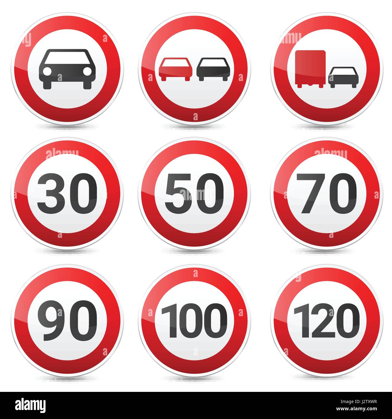 La signalisation routière collection isolé sur fond blanc. Contrôle de ...