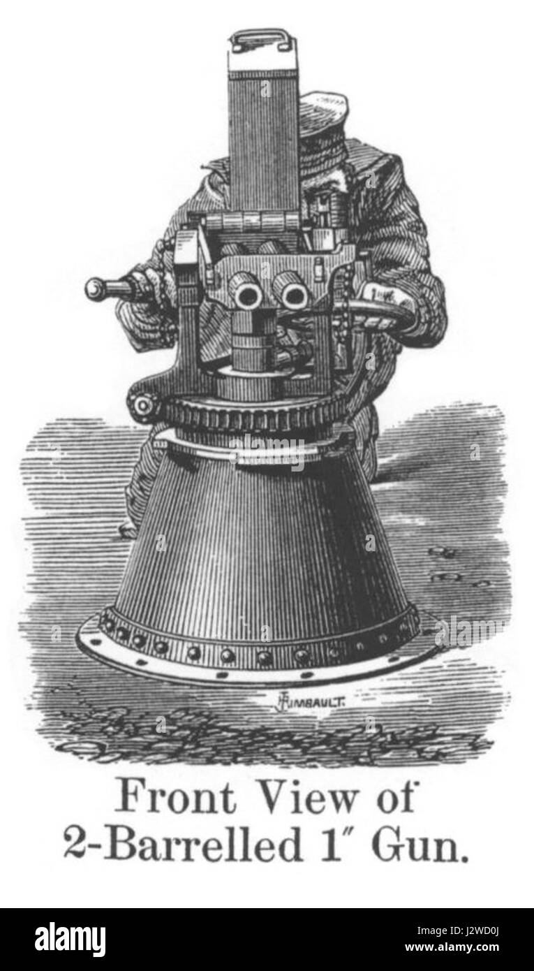 Le canon Nordenfelt est un type d'arme à tir rapide, et cette vue de ...
