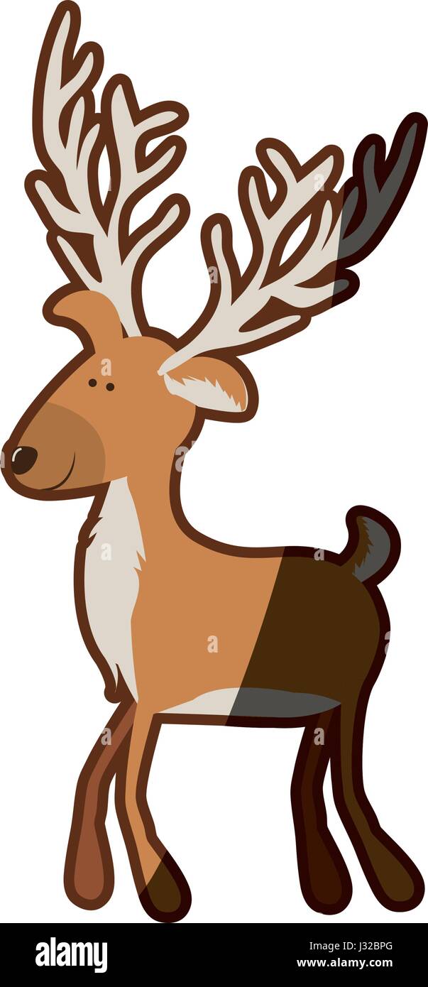 Caricature silhouette de couleur gris avec des cornes de renne rigolo ...