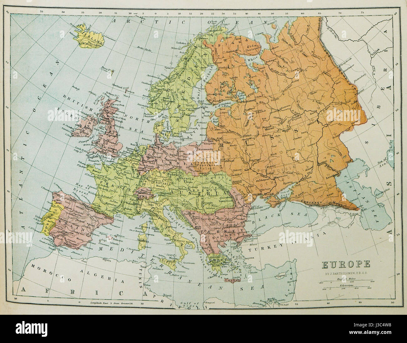 Carte europe 1870 Banque de photographies et d’images à haute ...