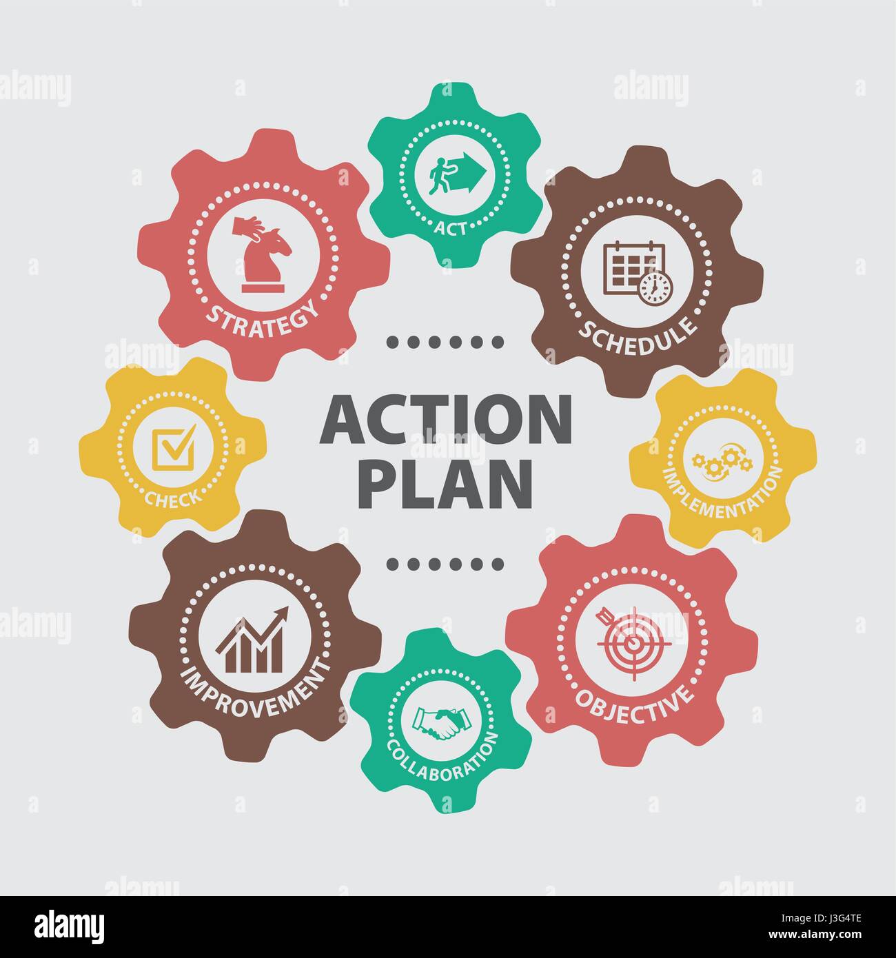PLAN D'ACTION. Concept avec icônes Image Vectorielle Stock - Alamy