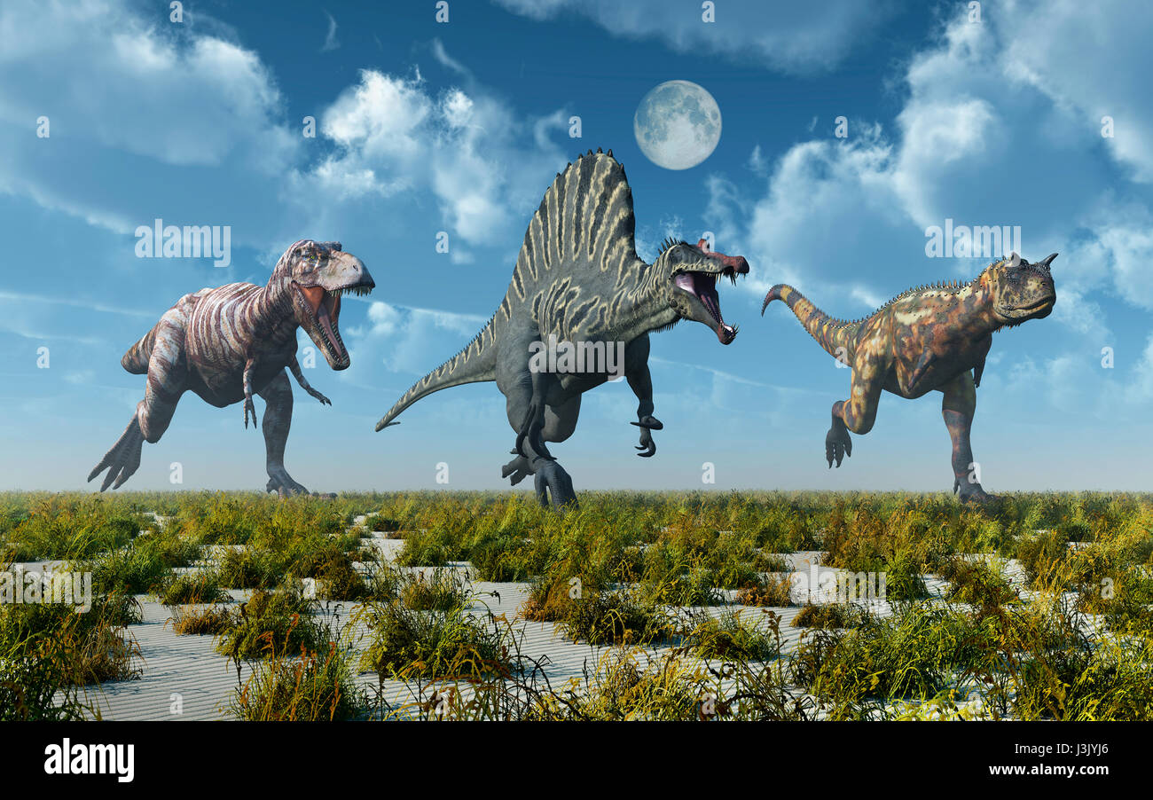 Un T.Rex , Dinosaures Spinosaurus ,Carnotaurus Photo Stock - Alamy