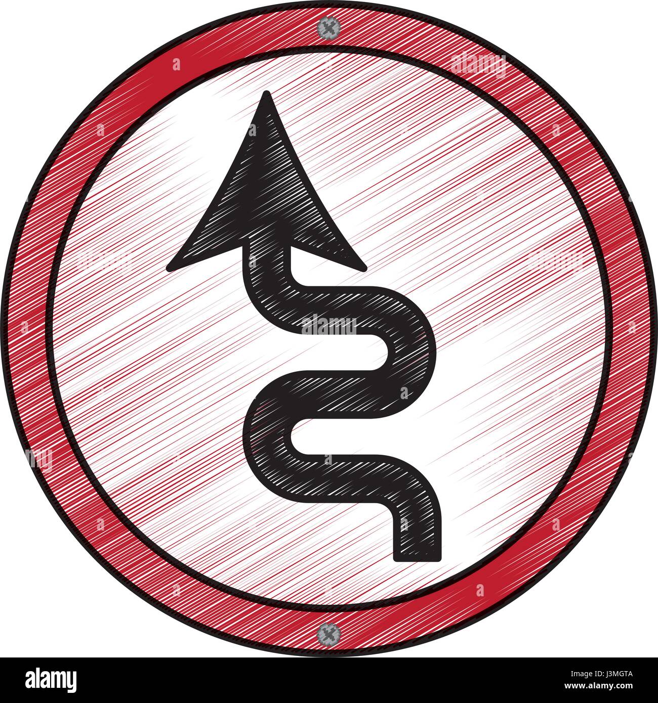 Panneau de signalisation courbe Banque d'images vectorielles - Alamy