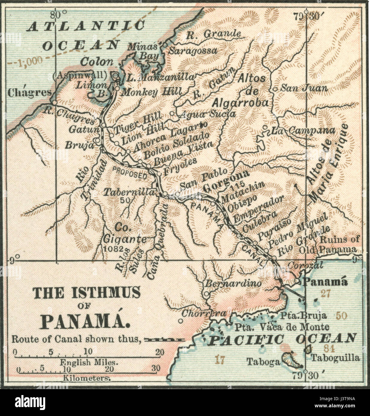 Isthme de panama carte Banque de photographies et d’images à haute ...