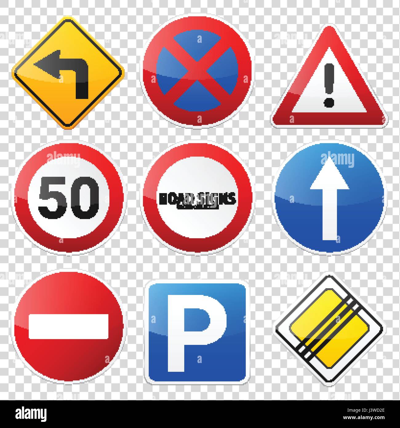 La signalisation routière collection isolé sur fond blanc. Contrôle de ...