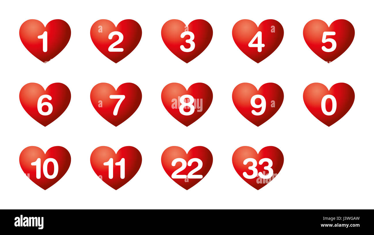 Le désir du cœur de chiffres. La numérologie. Les numéros en rouge ...