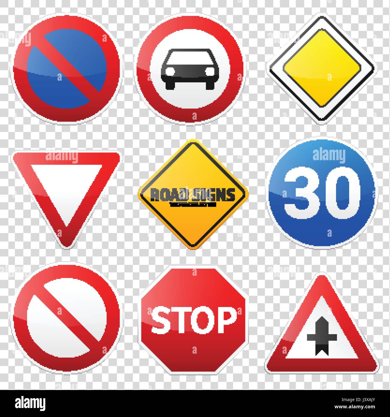 La signalisation routière collection isolé sur fond blanc. Contrôle de ...