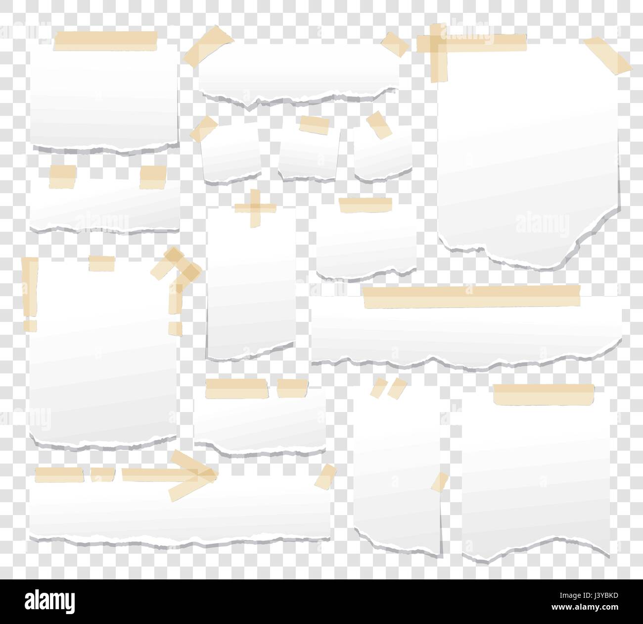 Des feuilles de papier blanc avec du scotch. Les papiers collants avec ...