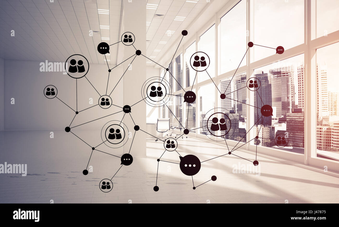 Connecté avec des points comme les lignes de communication sociale ...