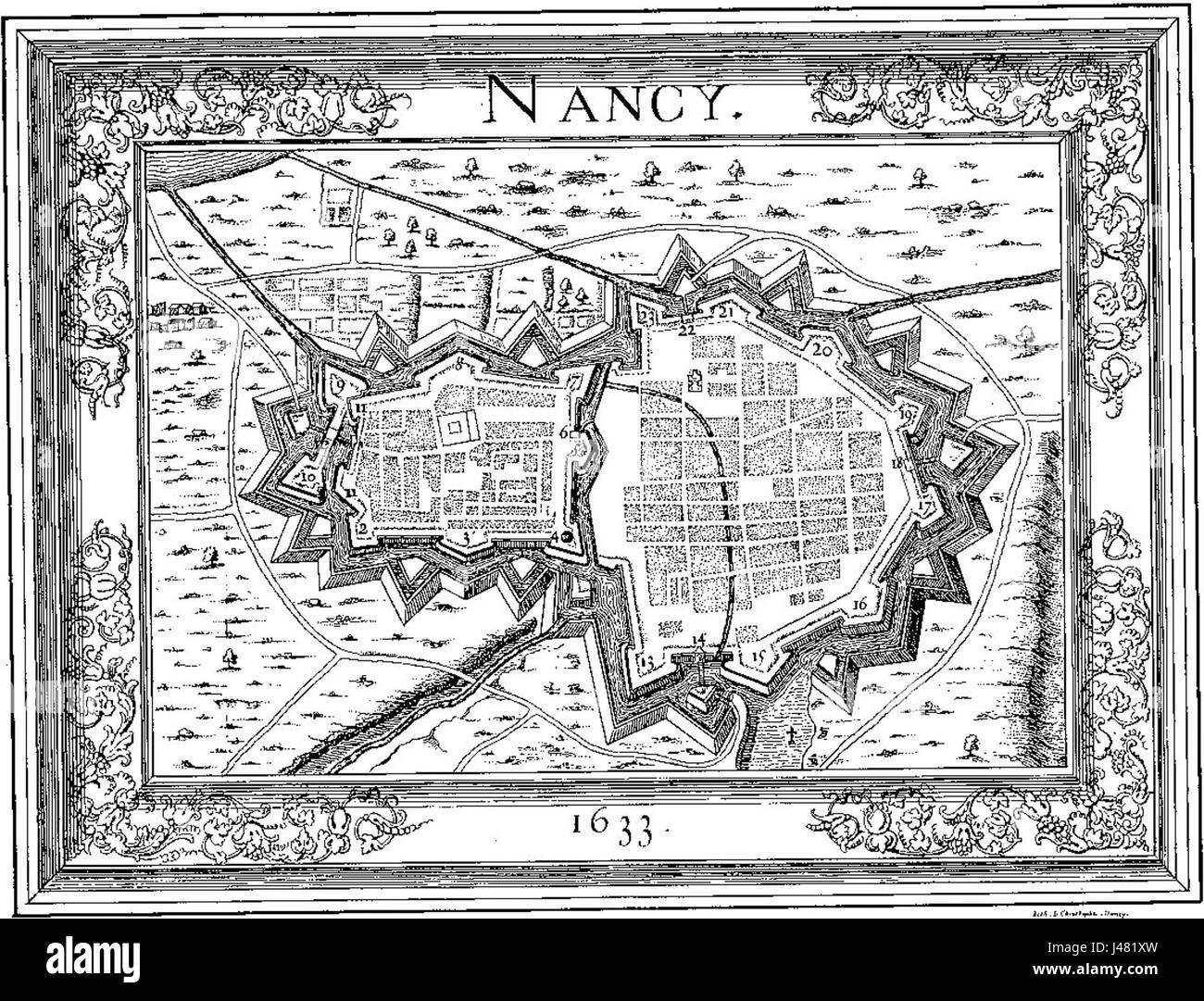 Carte de nancy Banque d'images noir et blanc - Alamy