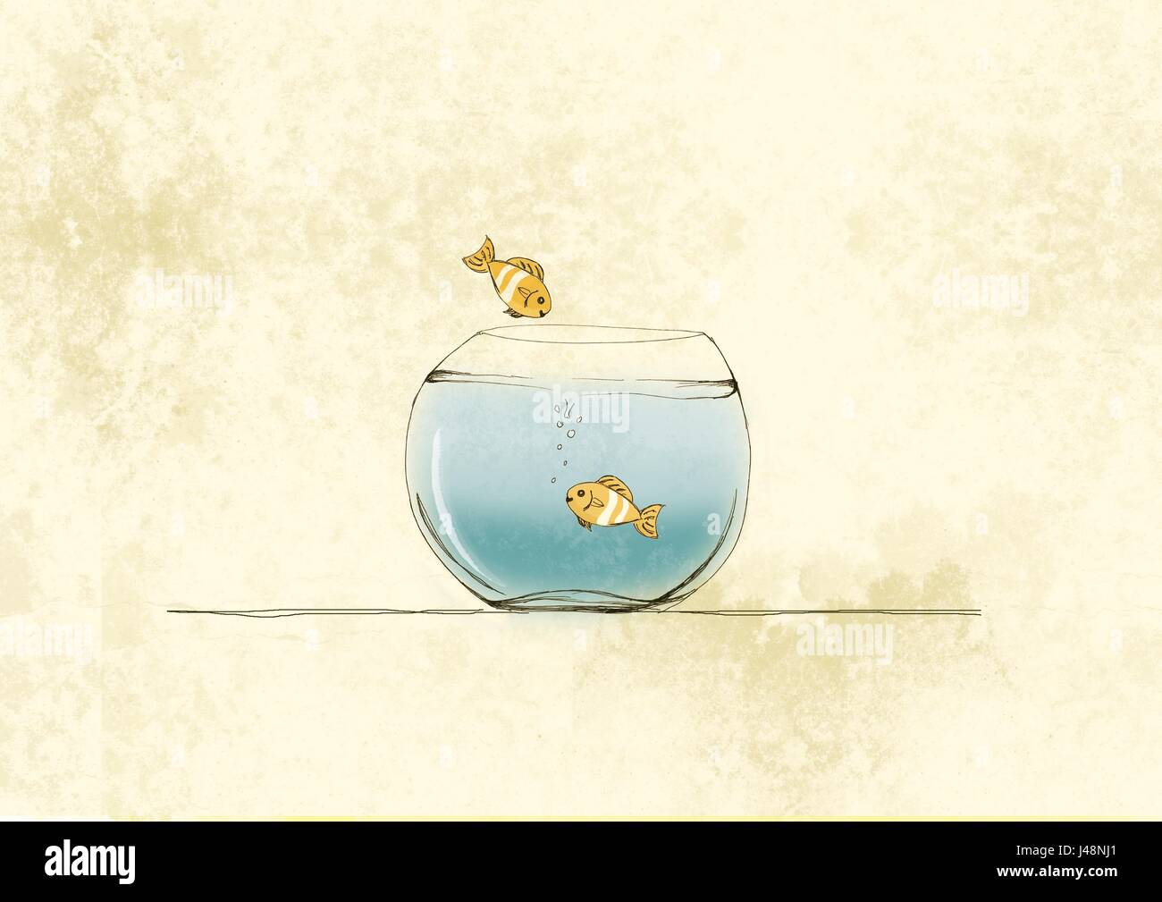 Dessin poisson rouge avec son bocal Banque de photographies et d’images ...