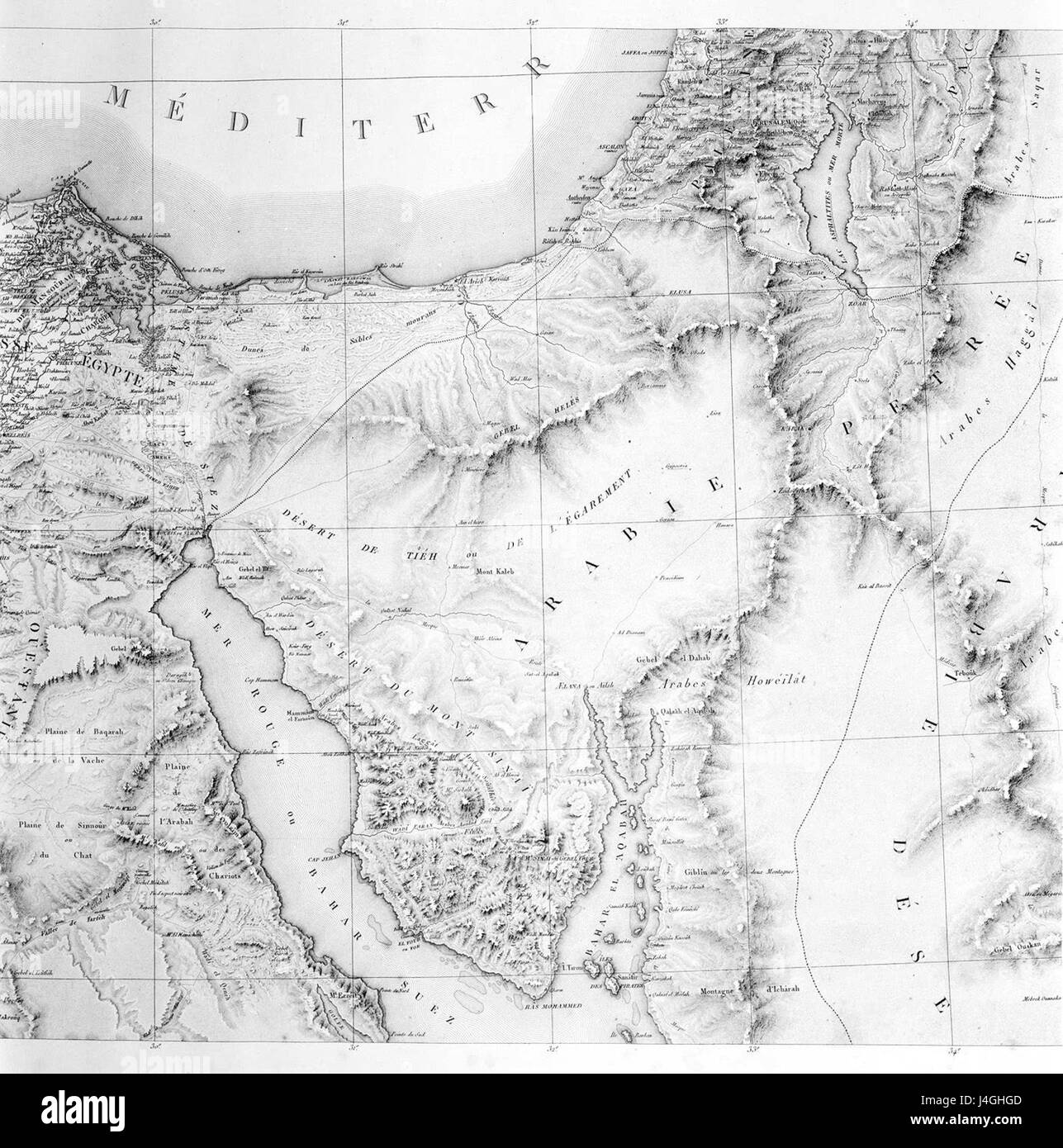 Old map sinai peninsula Banque d'images noir et blanc - Alamy