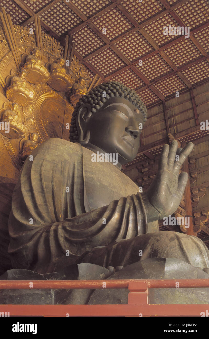Le Japon, Nara, Temple Todaiji, Buddha's Hall, statue de bronze ...