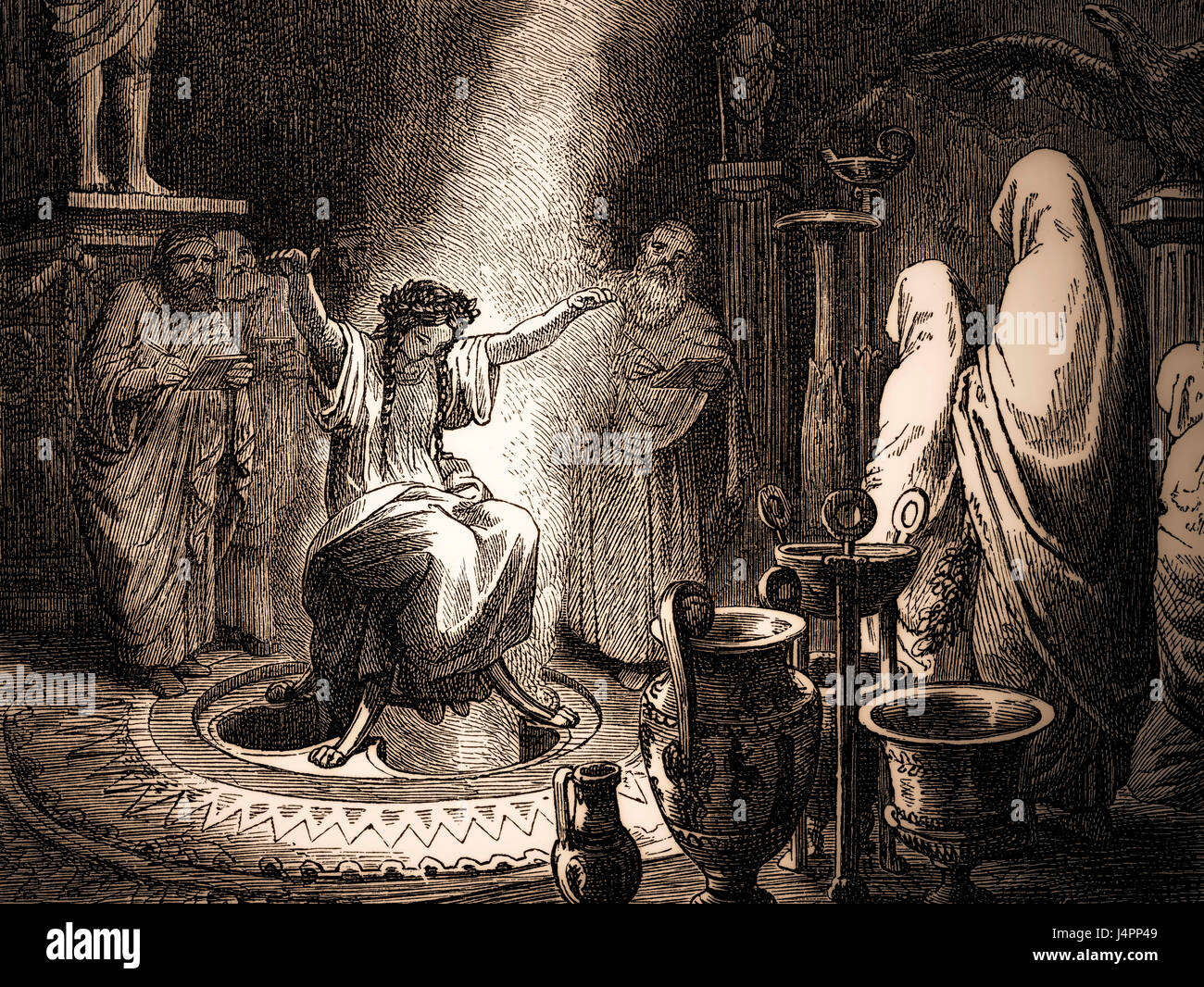 La Pythie, la grande prêtresse du temple d'Apollon à Delphes, l'oracle de Delphes, Grèce Antique ...