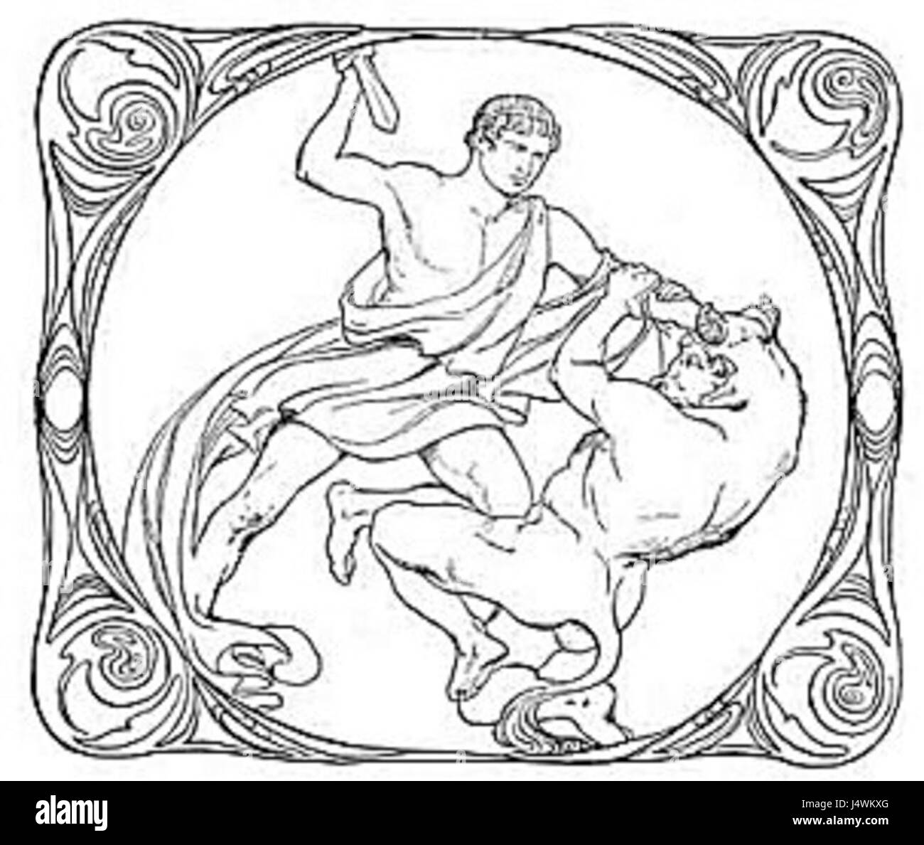 Thésée dessin Banque d'images noir et blanc - Alamy