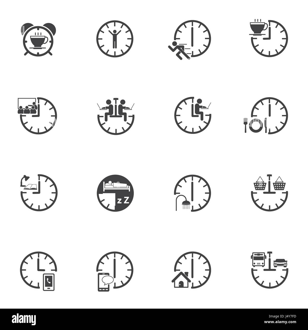 Man daily routine icon sign Banque d'images noir et blanc - Alamy