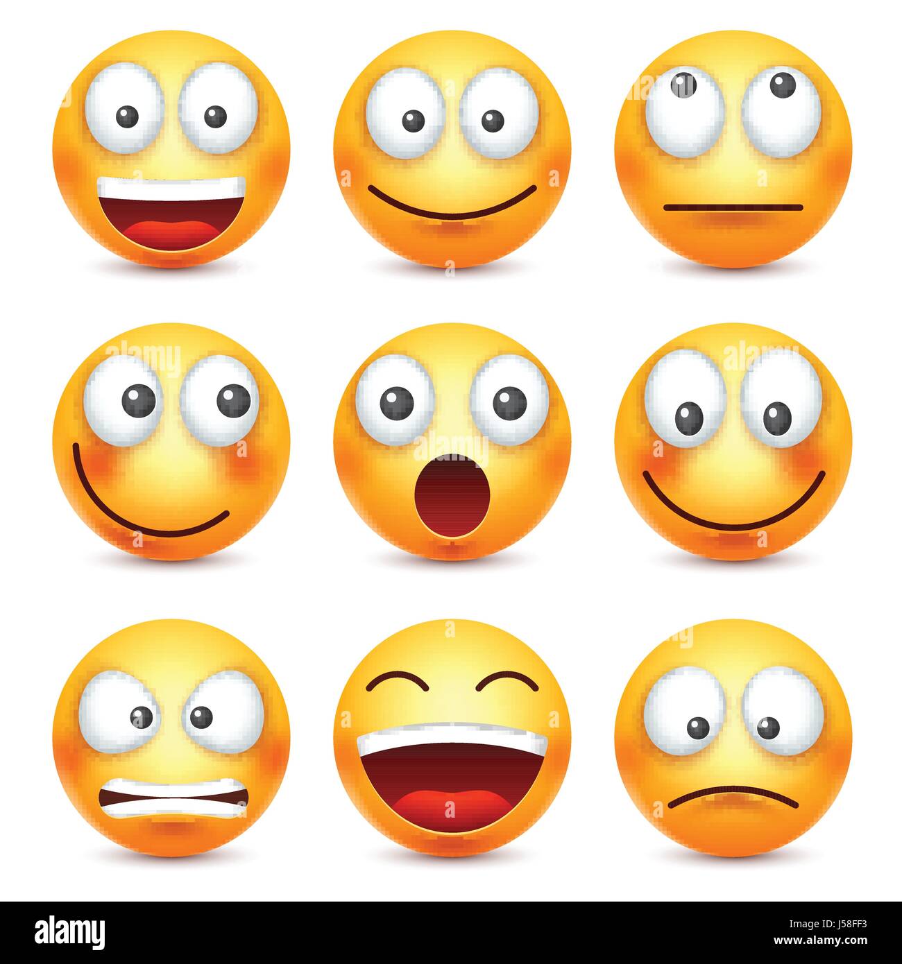 Smiley emoticon,set. Avant jaune avec des émotions. L'expression du ...