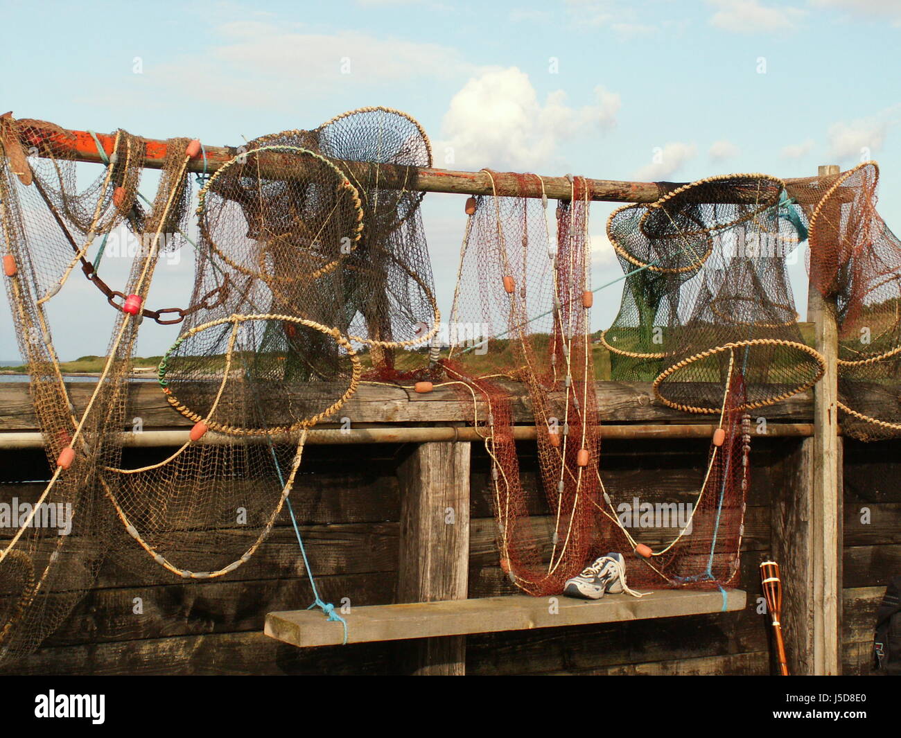 L'angle du port ports de pêche de poisson filets de pêcheur en réseau ...