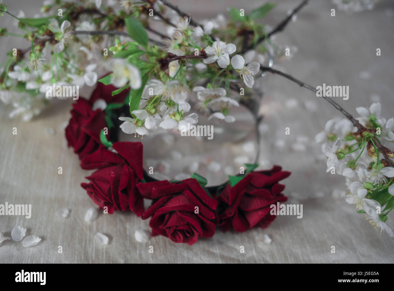 Watercolor floral boho flower wreath Banque de photographies et d ...