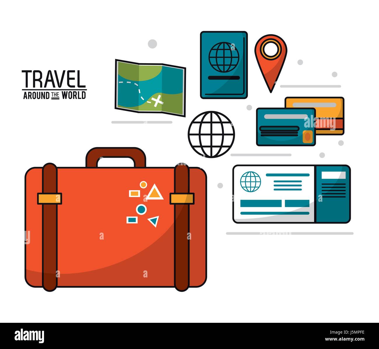 Voyage autour du monde. valise de billets passeport voyage carte ...
