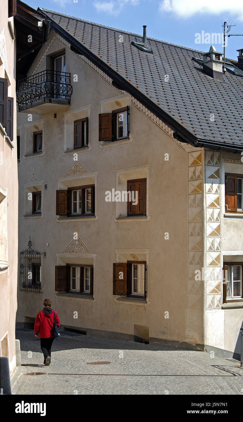 Engadin house with sgraffito Banque de photographies et d’images à ...