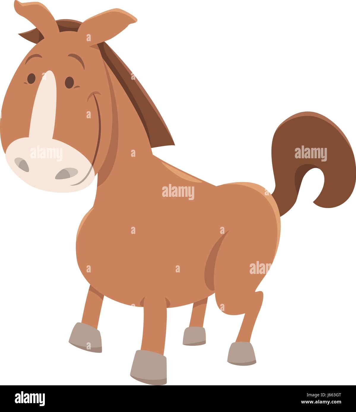 Cartoon Illustration de cheval ou poney heureux Caractère des animaux ...