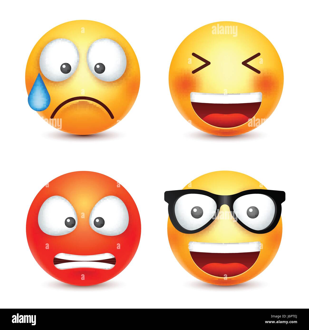 Smiley souriant,émoticône. Avant jaune avec des émotions. L'expression ...